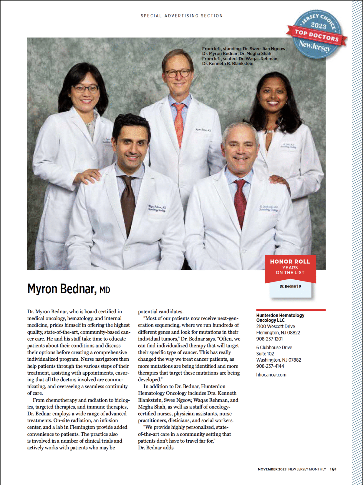 Honoring Excellence: Dr. Myron Bednar Named a Jersey Choice Top Doctor ...